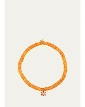SYDNEY EVAN 14k Evil Eye Flower On Spessartite Bracelet - Orange