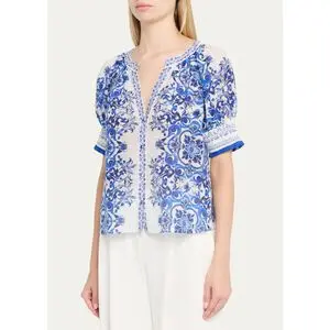 Alice + Olivia Thalia Puff-sleeve Blouse