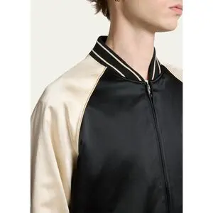 Givenchy Satin Rhinestone-logo Bomber Jacket