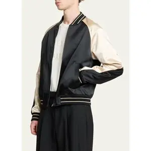 Givenchy Satin Rhinestone-logo Bomber Jacket