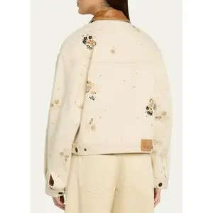 Isabel Marant Étoile Lavine Embroidered Cotton Leather-collar Barn Jacket - Ecru