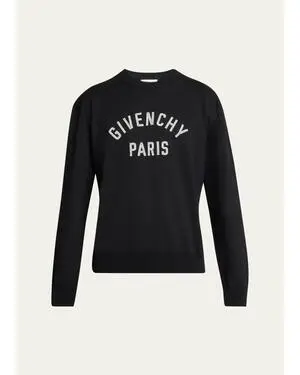 Givenchy Embroidered Logo Cotton Crewneck Sweater - Black