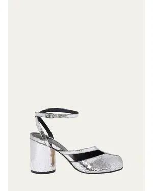 MAISON MARGIELA Tabi Broken Mirror Leather Split-toe Pumps - Silver
