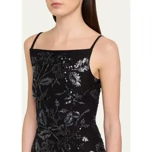 Prabal Gurung Square-neck Floral Sequined Midi Dress