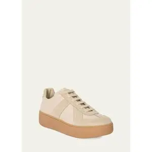 MAISON MARGIELA Replica Mixed Leather Platform Sneakers - Lamb