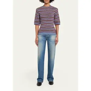 Proenza Schouler White Label Dana Striped Short-sleeve Sweater