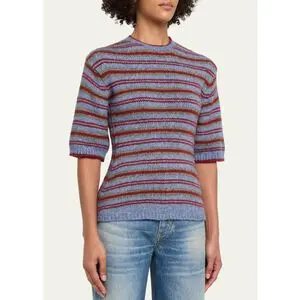 Proenza Schouler White Label Dana Striped Short-sleeve Sweater