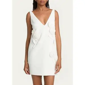 SELF-PORTRAIT Embellished Flower Crepe Mini Dress