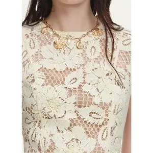 SELF-PORTRAIT Crochet Lace Midi Dress - Yellow