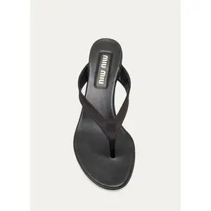 Miu Miu Satin Kitten-heel Thong Sandals - Nero