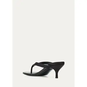 Miu Miu Satin Kitten-heel Thong Sandals - Nero