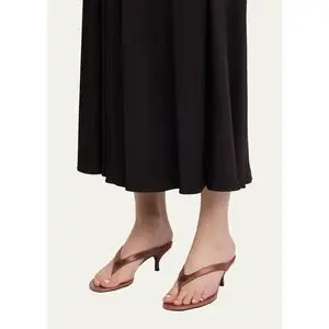Miu Miu Satin Kitten-heel Thong Sandals - Nero