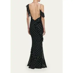 SELF-PORTRAIT Polka Dot Georgette Maxi Dress