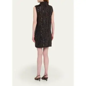 Brunello Cucinelli Sequined Boucle Knit Sleeveless Mini Dress