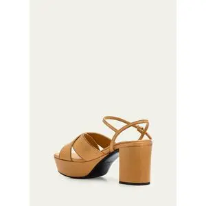 Miu Miu Waxed Leather Platform Sandals
