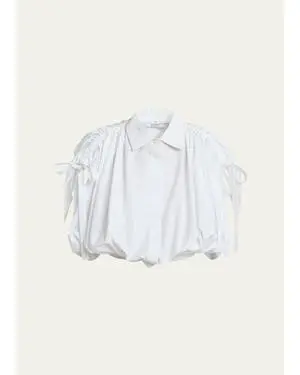 Givenchy Ruched Cotton-poplin Crop Collared Bubble Shirt - White