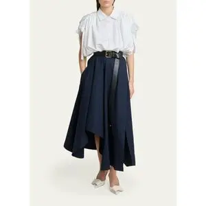 Givenchy Ruched Cotton-poplin Crop Collared Bubble Shirt