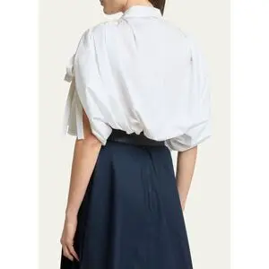 Givenchy Ruched Cotton-poplin Crop Collared Bubble Shirt