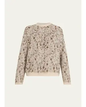 Brunello Cucinelli Blurred Jacquard Cashmere Knit Sweater - Ivory