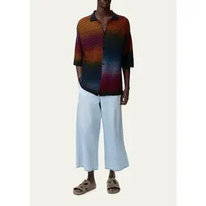 Loewe X Paula's Ibiza Denim Cropped Wide-leg Drawstring Pants