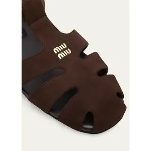 Miu Miu Ruched Suede Fisherman Sandals