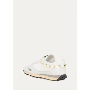 Valentino Garavani Rockstud Nylon And Leather Low-top Sneakers