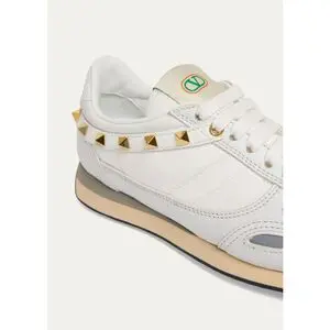 Valentino Garavani Rockstud Nylon And Leather Low-top Sneakers