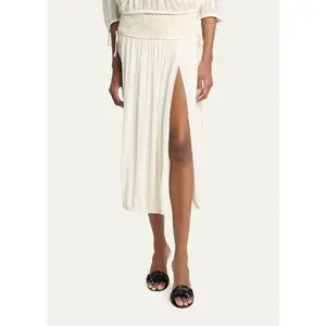 Isabel Marant Étoile Nilma Guipure Lace Crinkle Silk Midi Balloon Skirt - Ecru