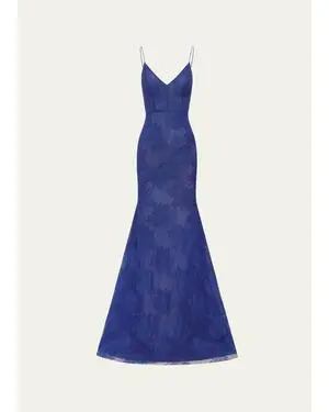Alex Perry Plunging Sheer Lace Bikini Gown
