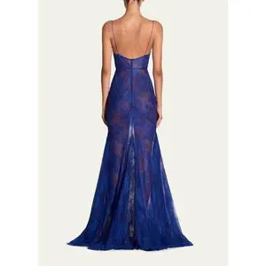 Alex Perry Plunging Sheer Lace Bikini Gown