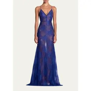 Alex Perry Plunging Sheer Lace Bikini Gown