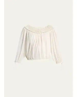 Isabel Marant Étoile Nelida Guipure Lace-trim Silk Gauze Drawstring Blouse