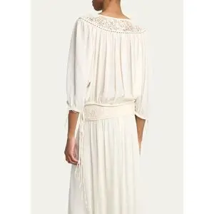 Isabel Marant Étoile Nelida Guipure Lace-trim Silk Gauze Drawstring Blouse