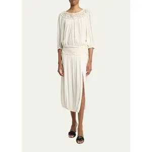 Isabel Marant Étoile Nelida Guipure Lace-trim Silk Gauze Drawstring Blouse