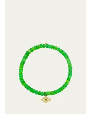 SYDNEY EVAN 14k Emerald Evil Eye On Kiwi Opal Bracelet - One-color