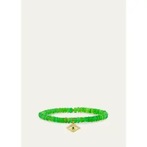 SYDNEY EVAN 14k Emerald Evil Eye On Kiwi Opal Bracelet