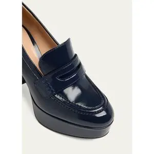 GIANVITO ROSSI 70mm Patent Platform Penny Loafers - Black