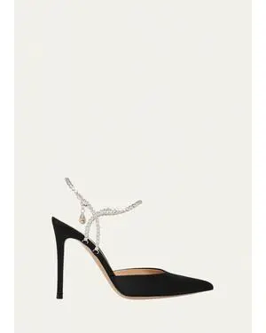 GIANVITO ROSSI 105mm Satin Crystal Ankle-strap Pumps