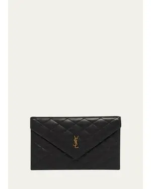 Saint Laurent Paris Pouch In Lambskin Leather - Black