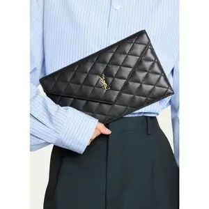 Saint Laurent Paris Pouch In Lambskin Leather - Black