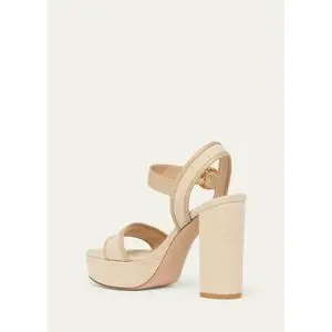 GIANVITO ROSSI 70mm Platform Leather-trimmed Canvas Sandals
