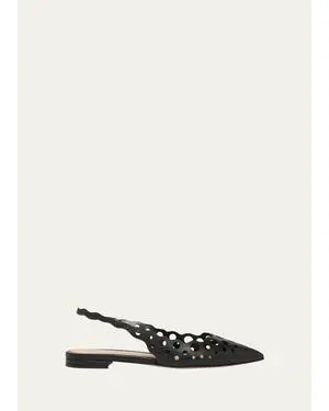 GIANVITO ROSSI Perforated Nappa Leather Slingback Flats