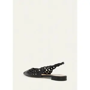 GIANVITO ROSSI Perforated Nappa Leather Slingback Flats