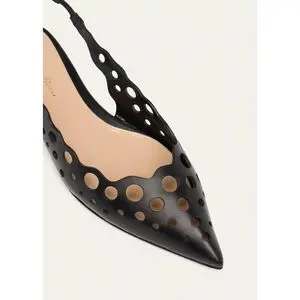 GIANVITO ROSSI Perforated Nappa Leather Slingback Flats