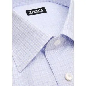 Zegna Pure Cotton Micro-plaid Dress Shirt