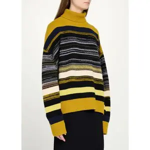 ZANKOV Junko Striped Merinno Wool-cashmere Turtleneck Sweater