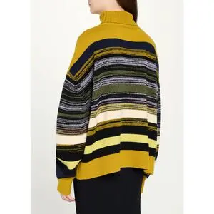 ZANKOV Junko Striped Merinno Wool-cashmere Turtleneck Sweater