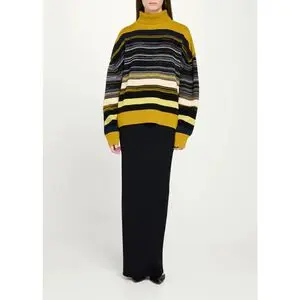 ZANKOV Junko Striped Merinno Wool-cashmere Turtleneck Sweater
