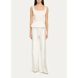LIBEROWE Sleeveless Satin Peplum Bodice Top