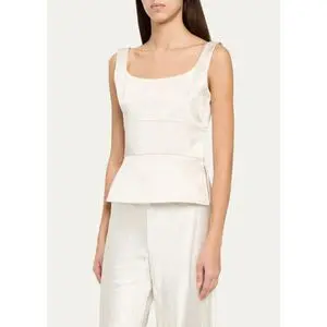 LIBEROWE Sleeveless Satin Peplum Bodice Top
